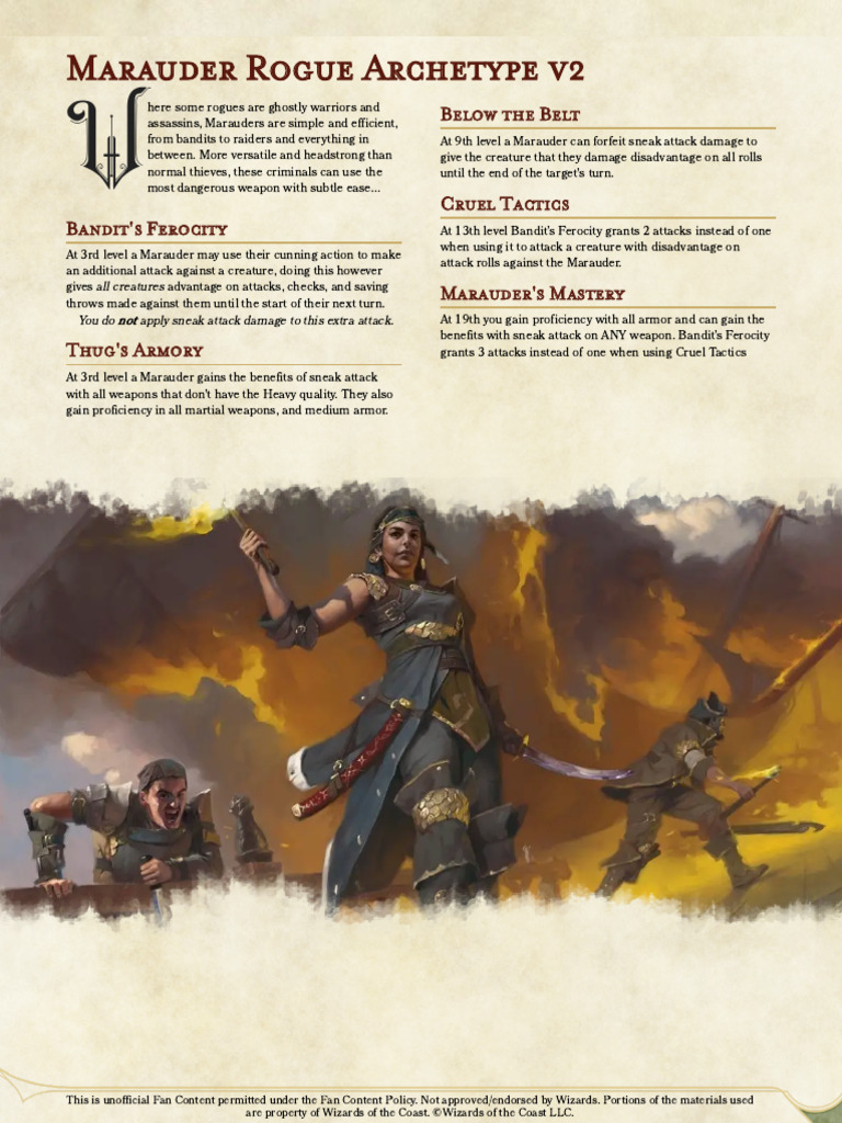5e Marauder Archetype - GM Binder | PDF