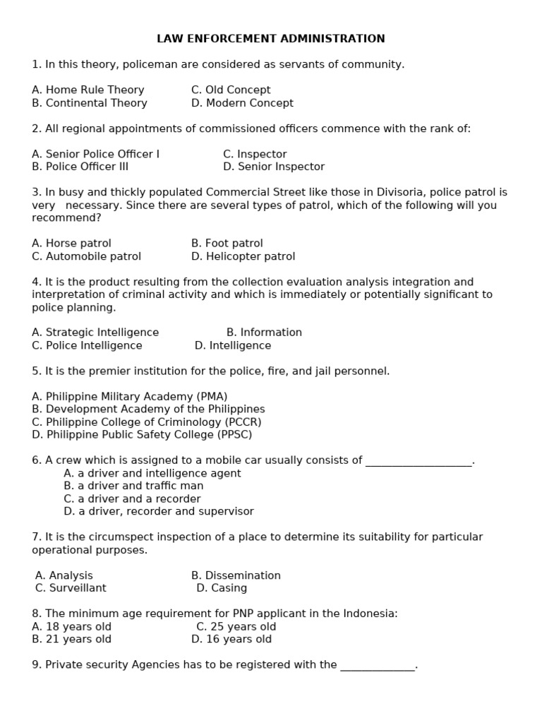 Lea 1 Questionnaire | PDF | Police | Covert Operation