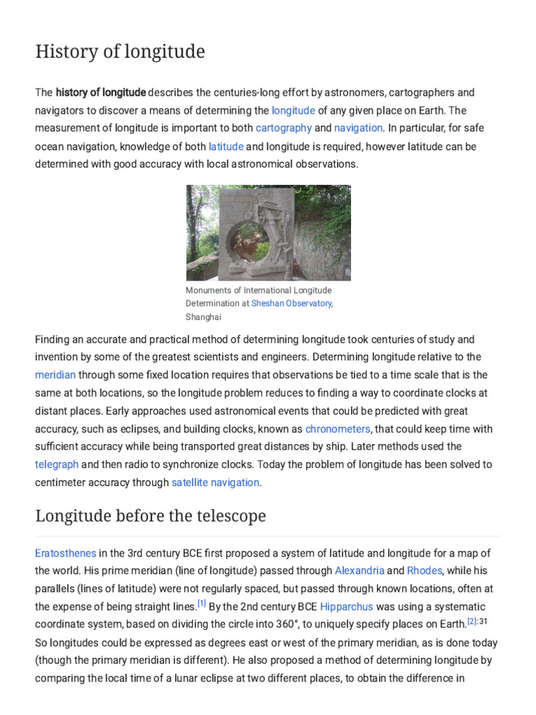 History of Longitude Determination | PDF | Longitude | Navigation
