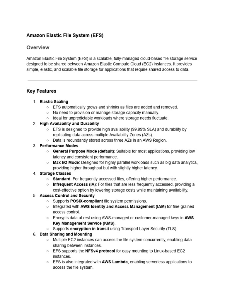 Amazon Elastic File System (EFS) | PDF | Backup | Scalability