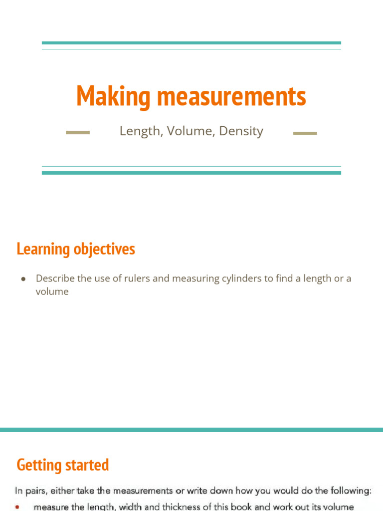 Measuring Length and Volume Techniques | PDF