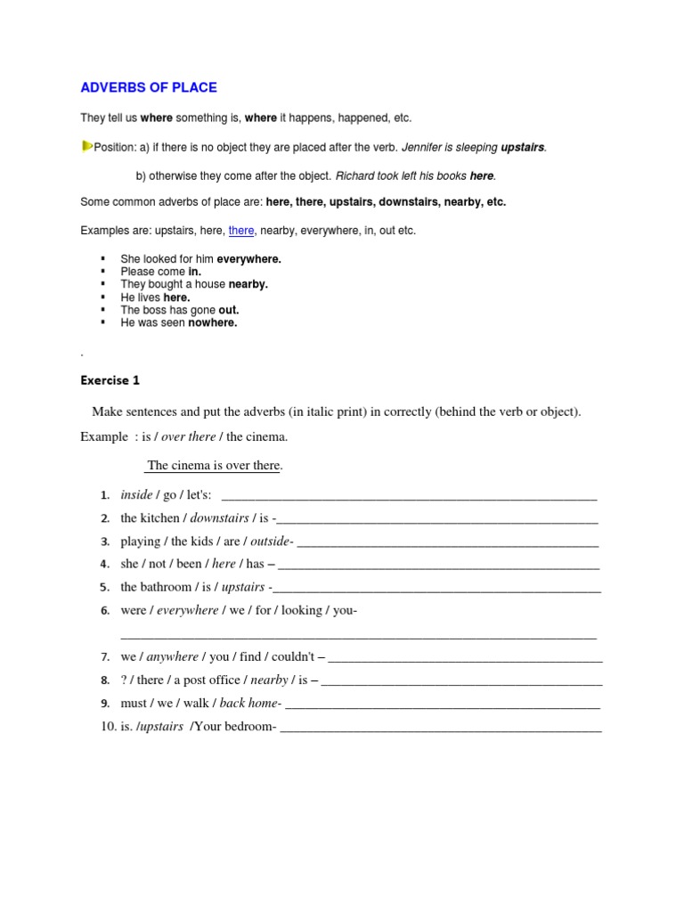 Adverbs of Place | Download Free PDF | Adverb | Verb