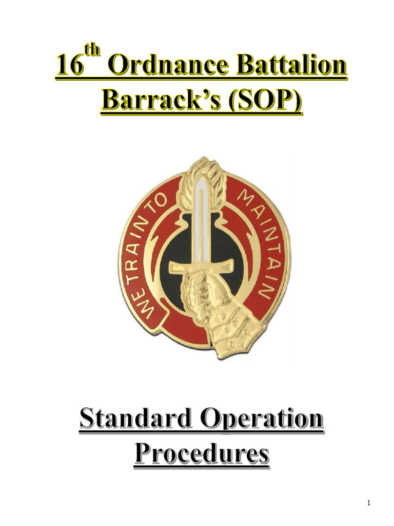 16th Ordnance Battalion Barracks SOP | PDF | Trousers | Shirt