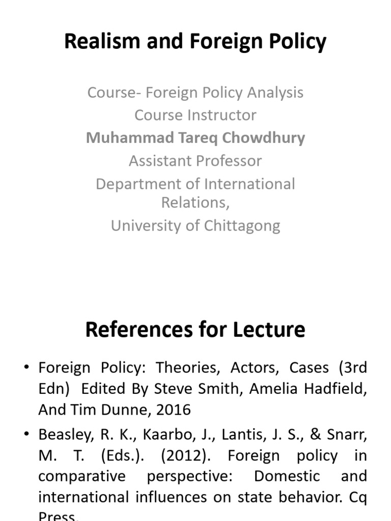 Realism and Foreign Policy - Class 3 & 4 | PDF | Political Science ...