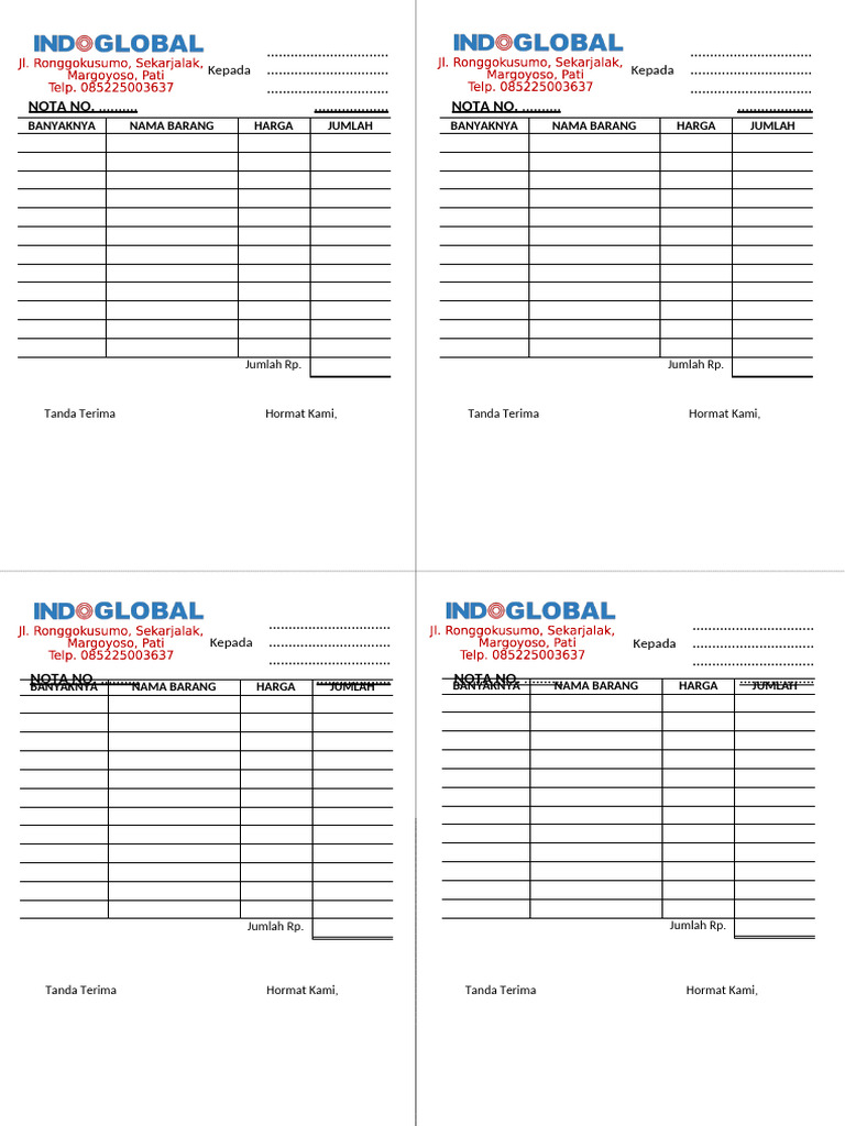 Nota Global Transaksi Barang | PDF