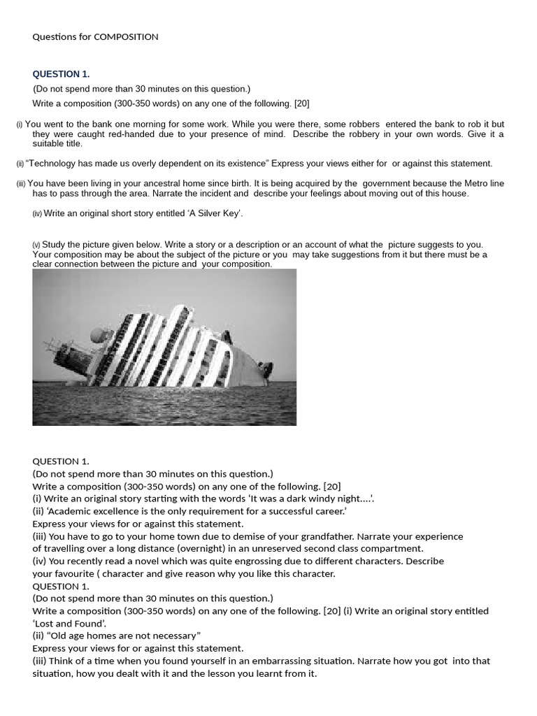Class 10 Picture Composition Prompts | PDF