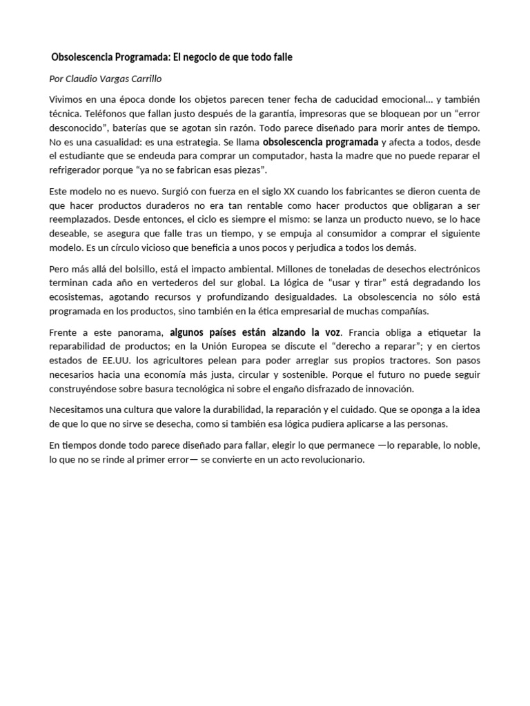 Obsolescencia Programada | PDF