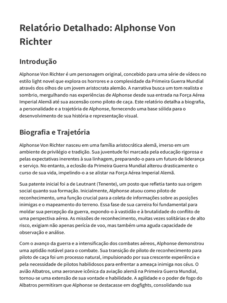 Alphonse Von Richter: Piloto da WWI | PDF | Força Aérea dos Estados ...