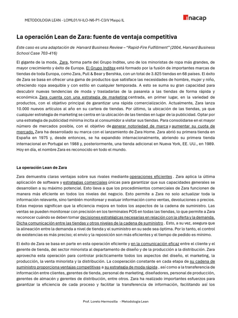 Caso Lean Zara | PDF | Al por menor | Moda