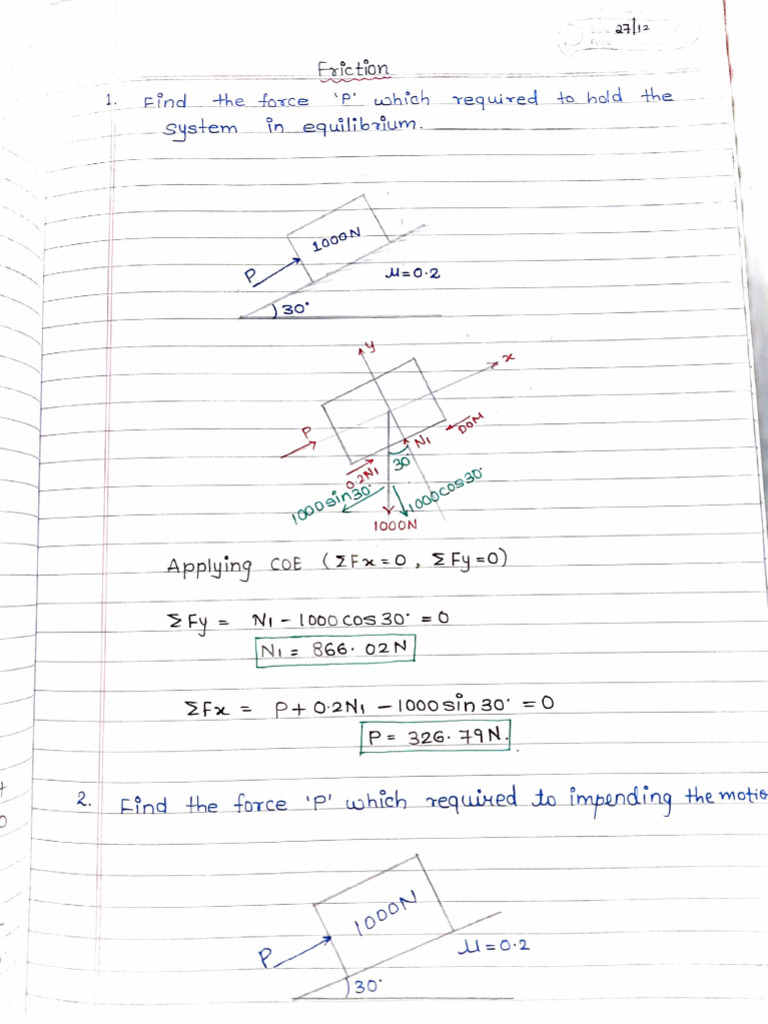 Friction Force Calculations | PDF