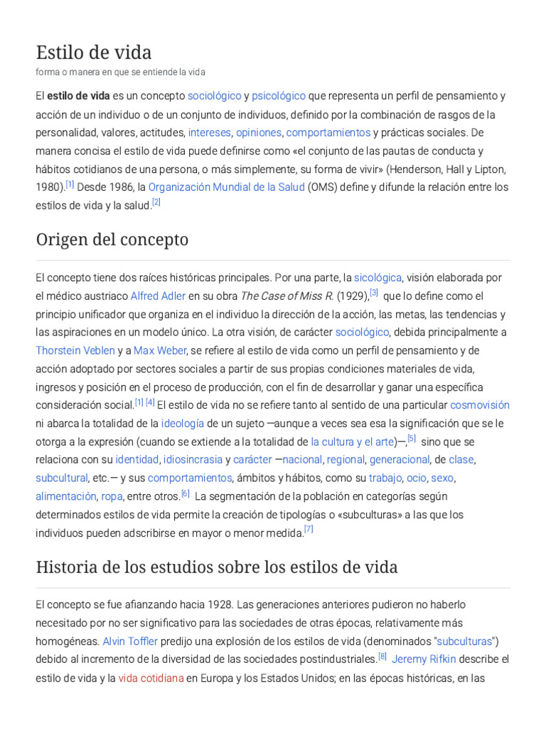 Estilo de Vida: Definición y Salud | PDF | Conceptos psicologicos ...