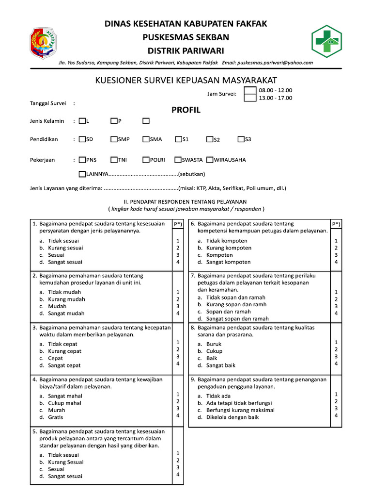 Survei Kepuasan Masyarakat | PDF