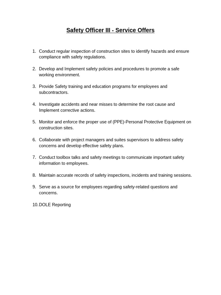 Safety Officer III Duties and Overview | PDF
