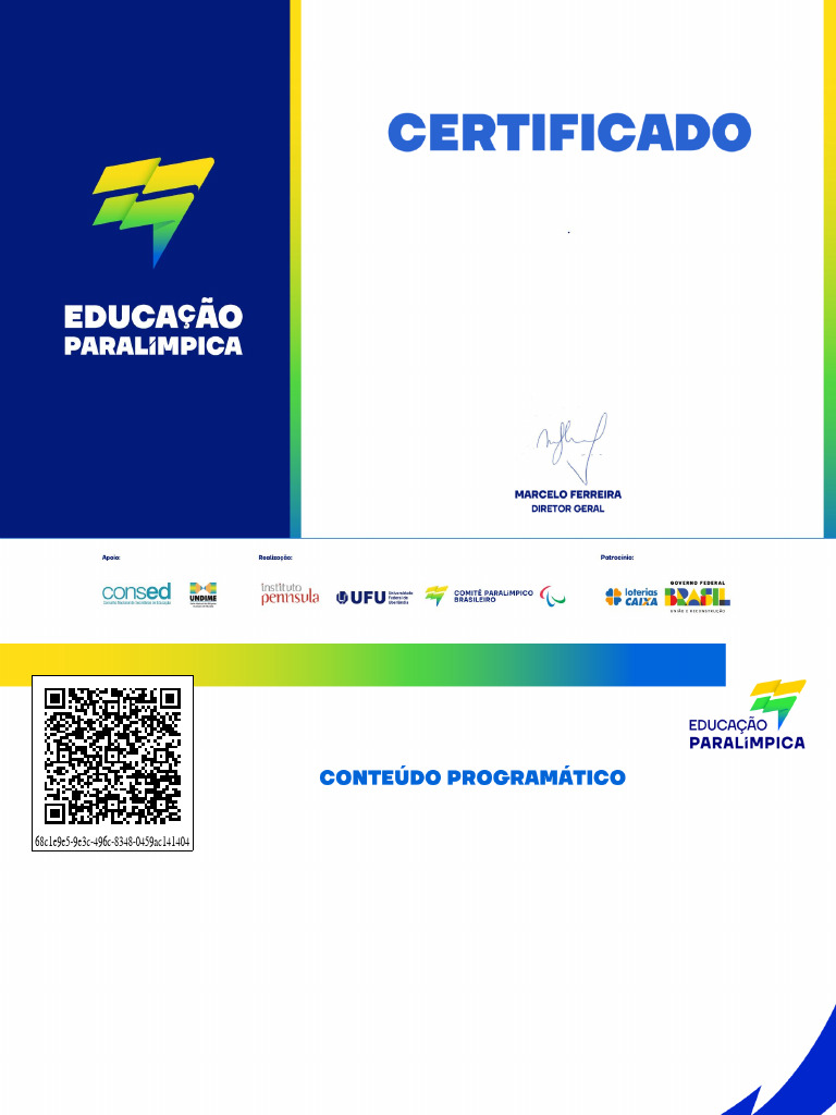 Movimento Paralímpico Fundamentos Básicos Do Esporte-Certificado de ...