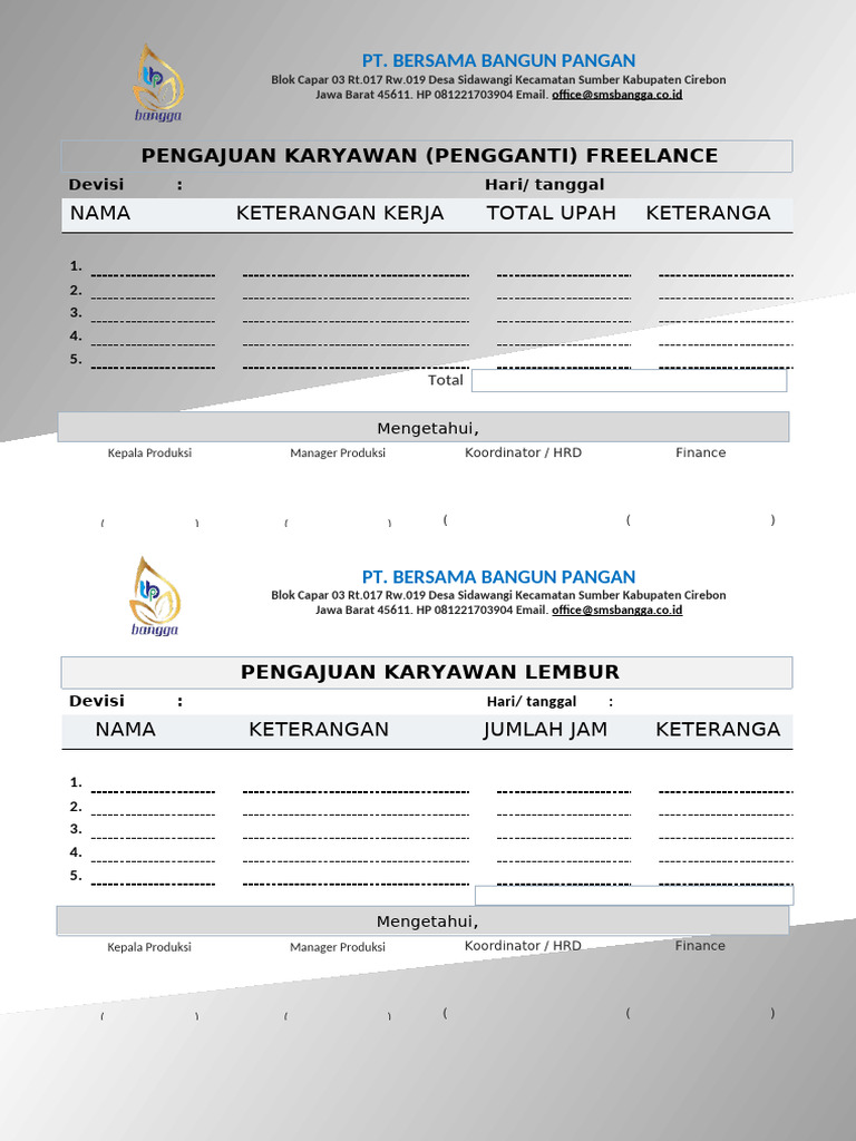 Form Lembur Fix-KRIS | PDF