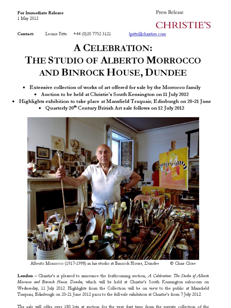 A Celebration: The Studio of Alberto Morrocco and Binrock House, Dundee ...