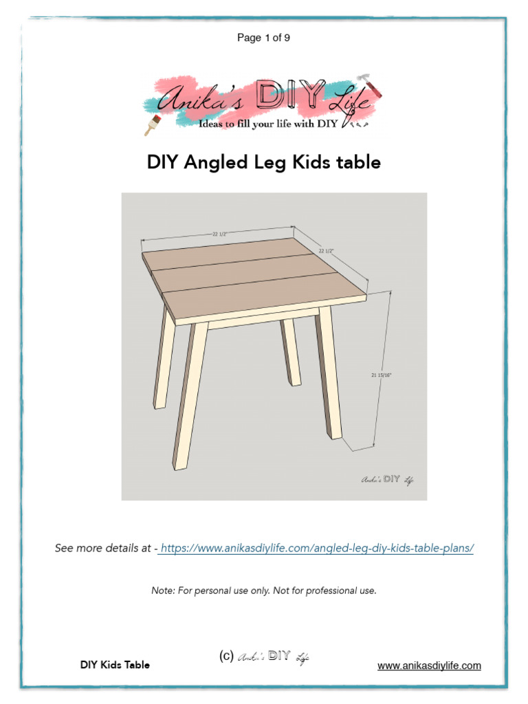 DIY Angled Leg Kids Table Anikas DIY Life 2 z4wprh | PDF | Woodworking