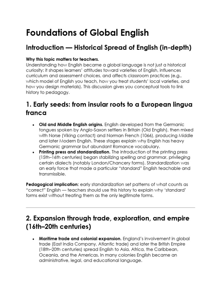 Teaching Global English: Historical Insights | PDF | English Language ...