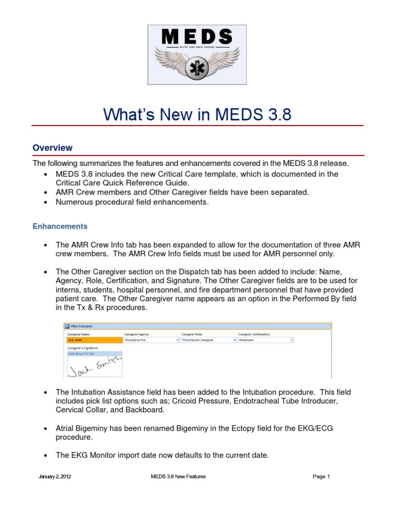 MEDS 3.8 Quick Reference Guide | PDF | Monitoring (Medicine) | Caregiver