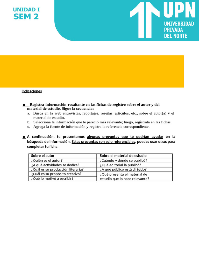 Ficha 2a-2b Información Autor y Comentarios s2 | PDF