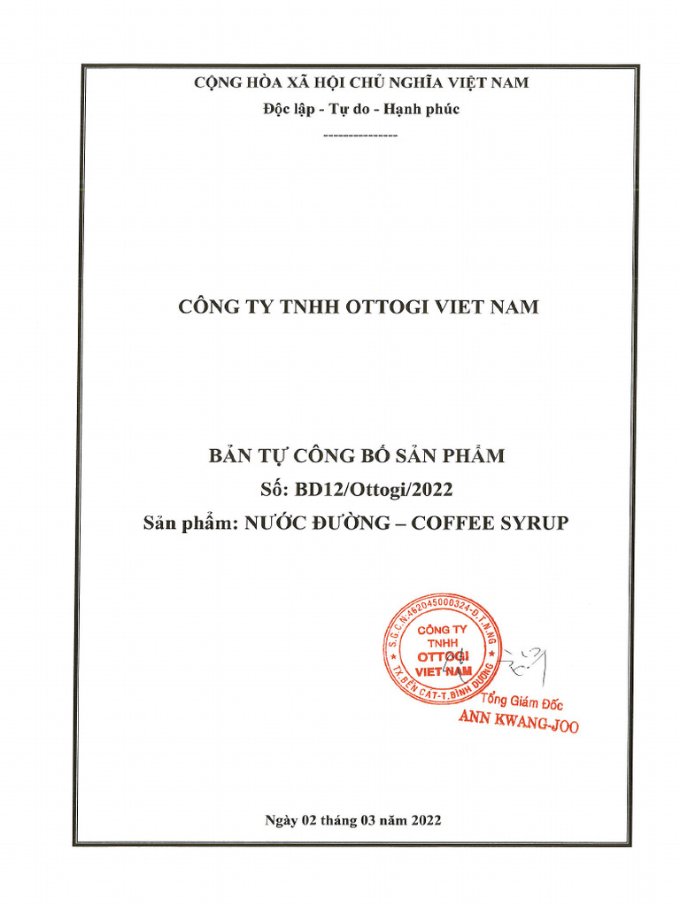 CB Nuoc Duong Coffee Syrup 02.03.2022 | PDF