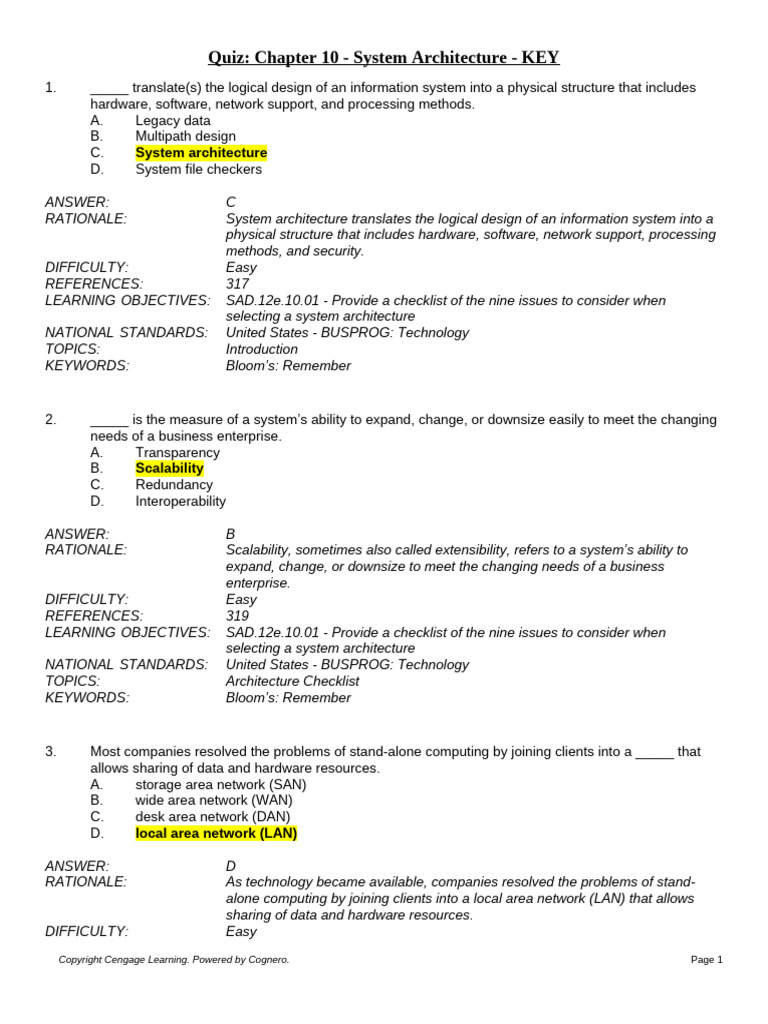 Chapter 10 - System Architecture - KEY | PDF | Client (Computing) | Computing