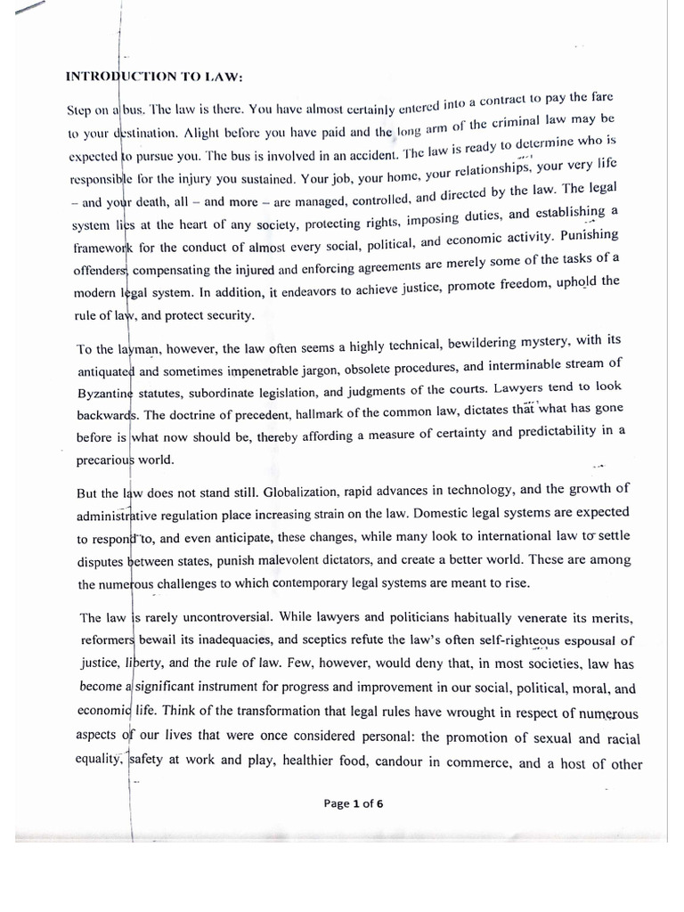 Intro To LAW Notes by Sir Zubair | PDF