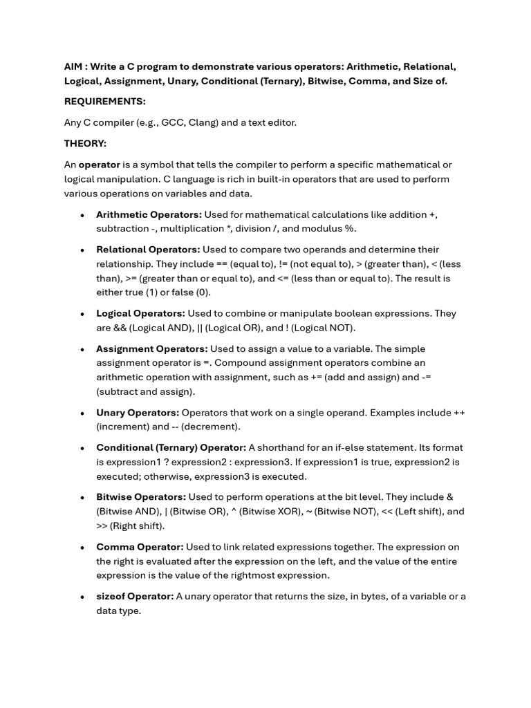 First Year Engineering C Programming Practical1 - A Notes | PDF ...