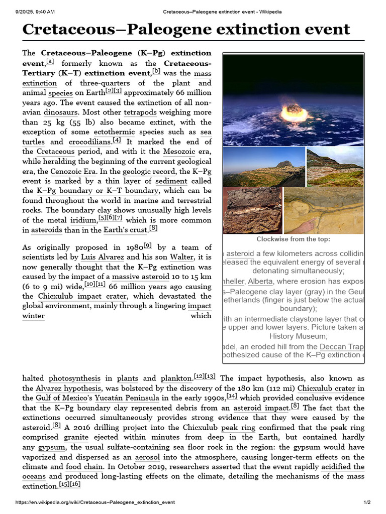 Cretaceous-Paleogene Extinction Event | PDF | Earth Sciences | Geology