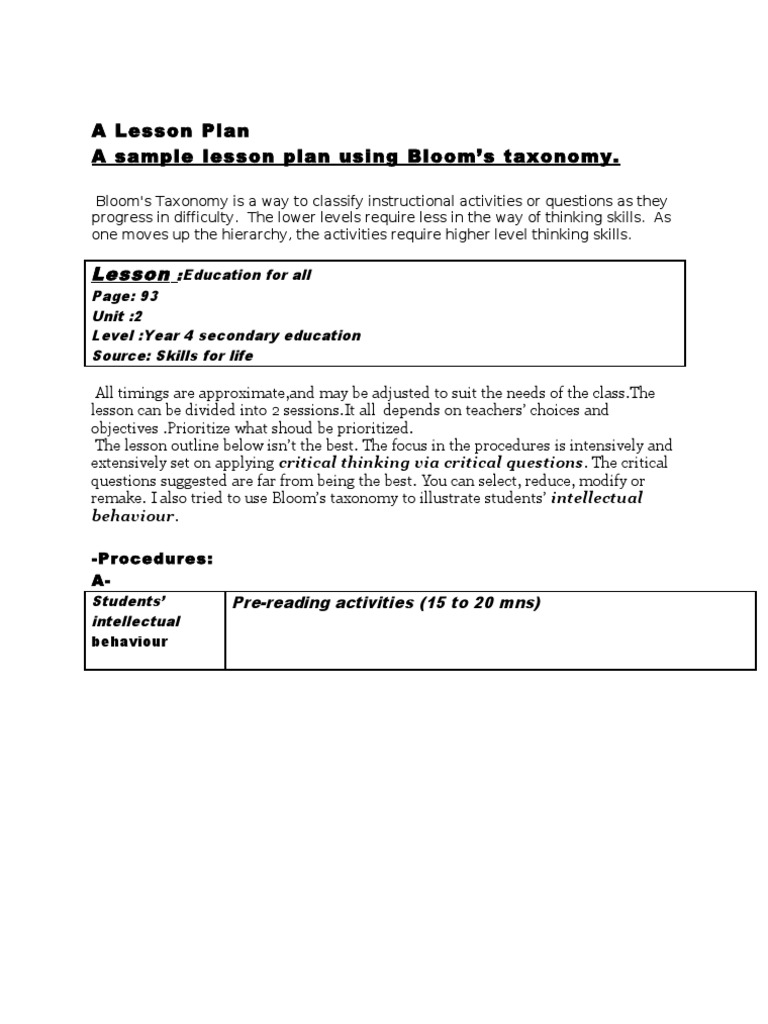 A Lesson Plan | PDF | Lesson Plan | Poverty