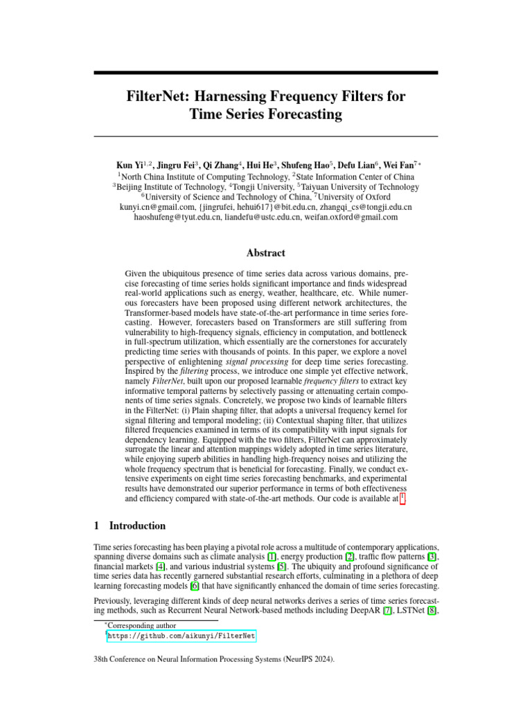 FilterNet Harnessing Frequency Filters For | PDF | Time Series | Filter ...