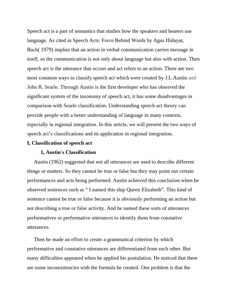 Understanding Speech Act Classifications | PDF | Human Communication ...