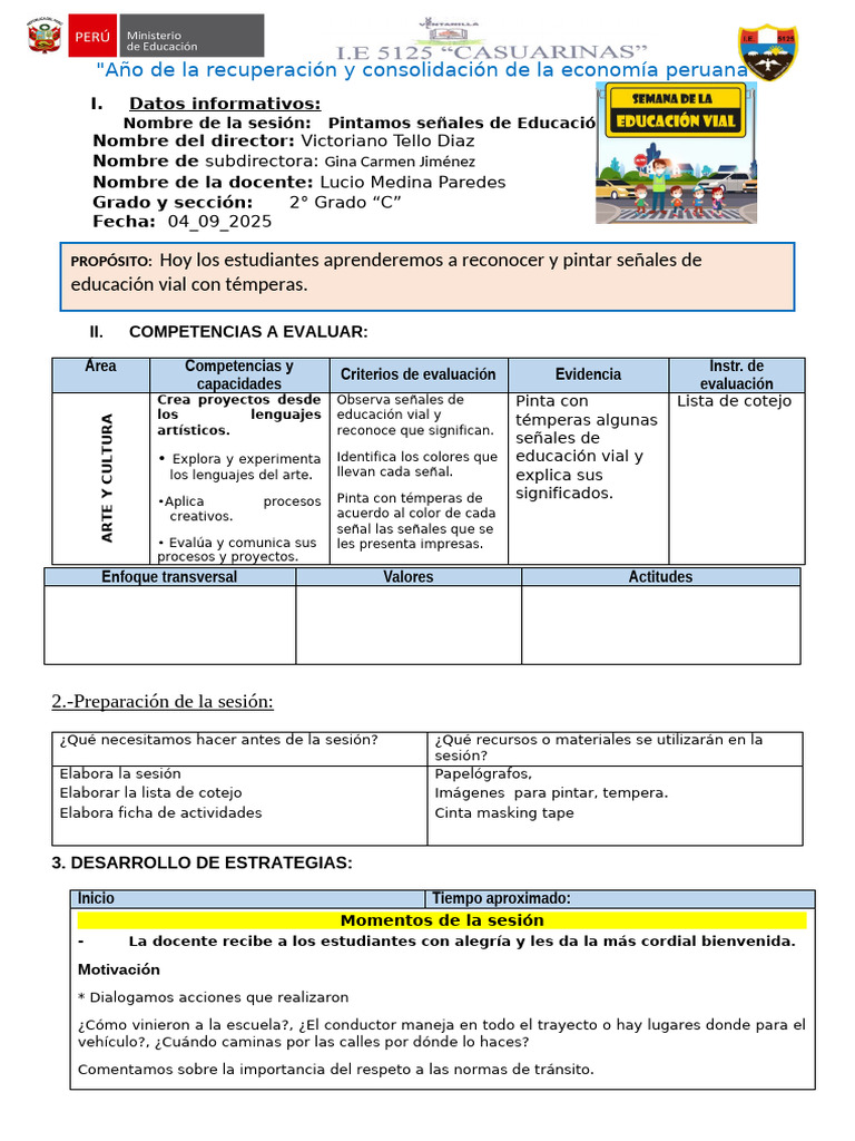 Sesión de Arte - Pintamos Señales de Educación Vial | PDF | Aprendizaje