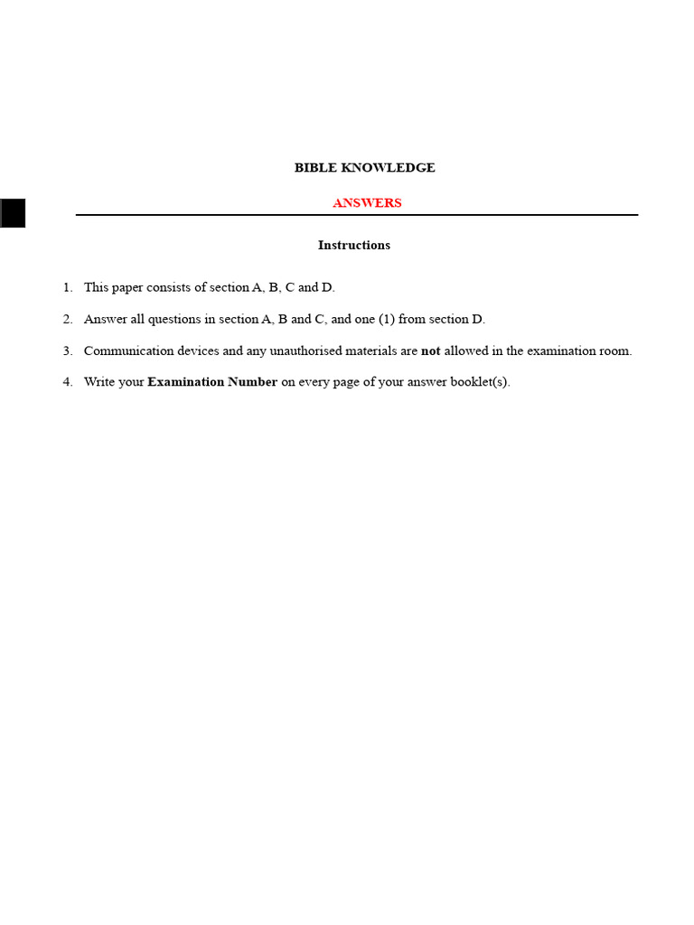 Bible Knowledge Examination Guide | PDF | Book Of Exodus | Covenant ...