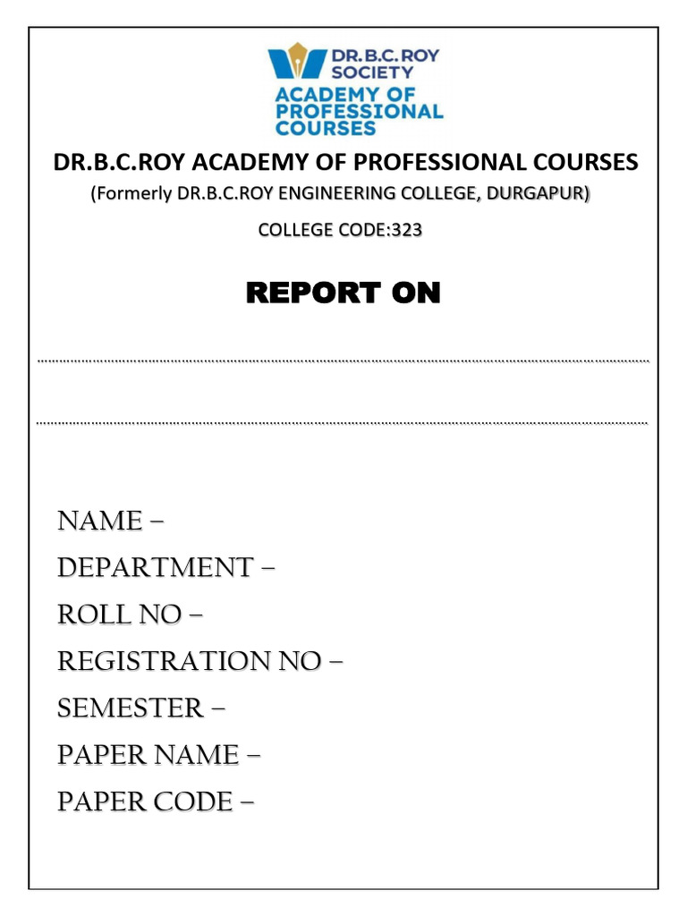 Dr. B.C. Roy Academy Report Template | PDF