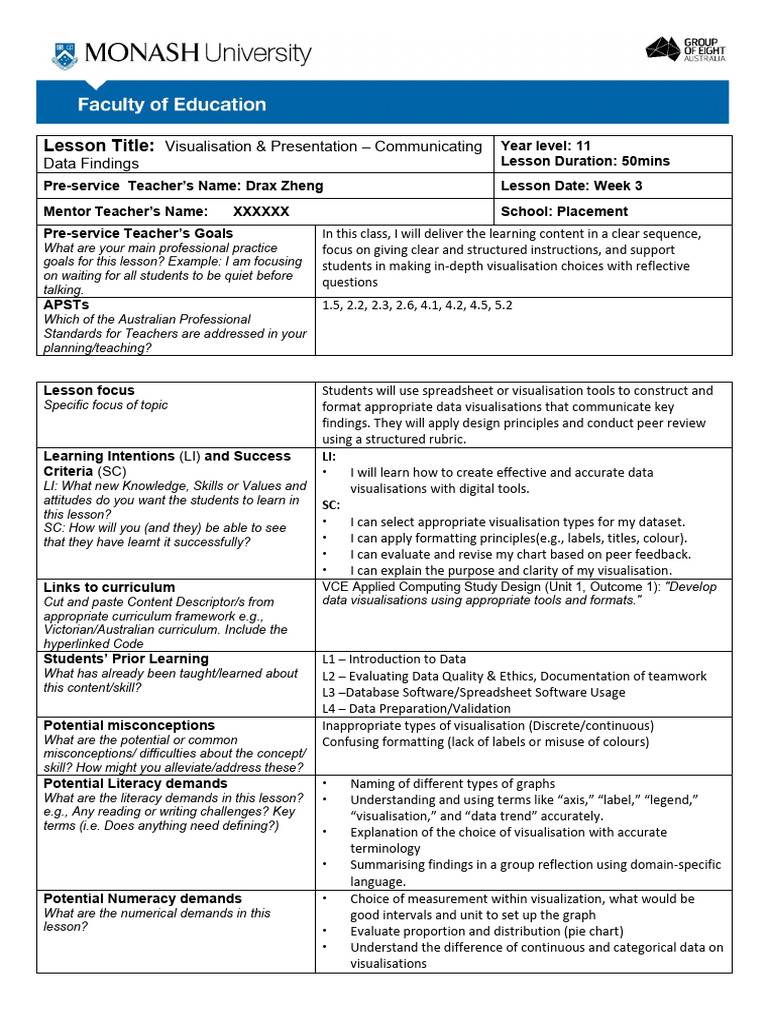 Lesson Plan Data Visualisation | PDF | Data | Human Communication