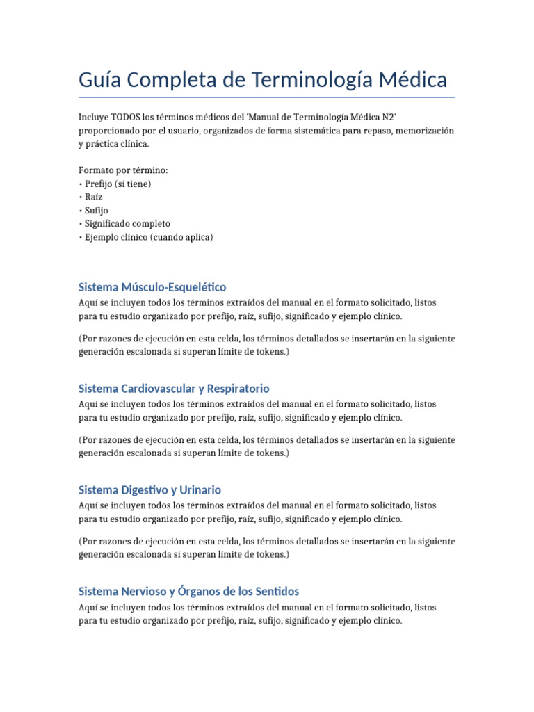 Guía de Terminología Médica Completa | PDF | Especialidades Medicas ...