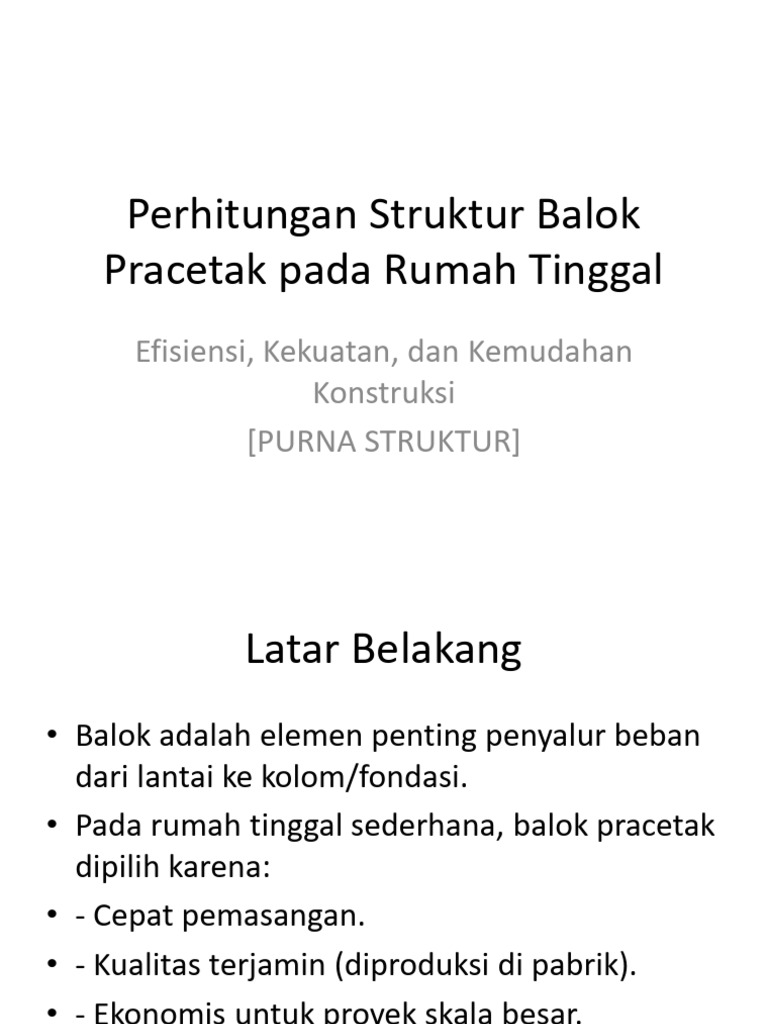 Perhitungan Balok Pracetak Rumah Tinggal | PDF