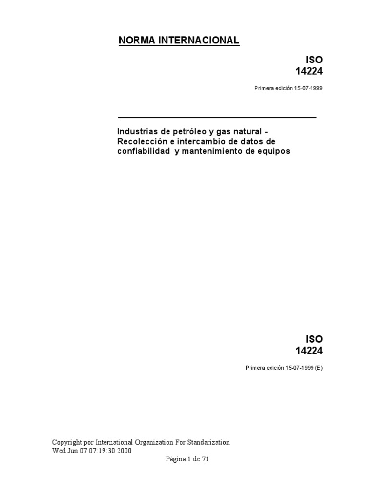 Iso 14224-Rev | PDF | Organización internacional para la ...