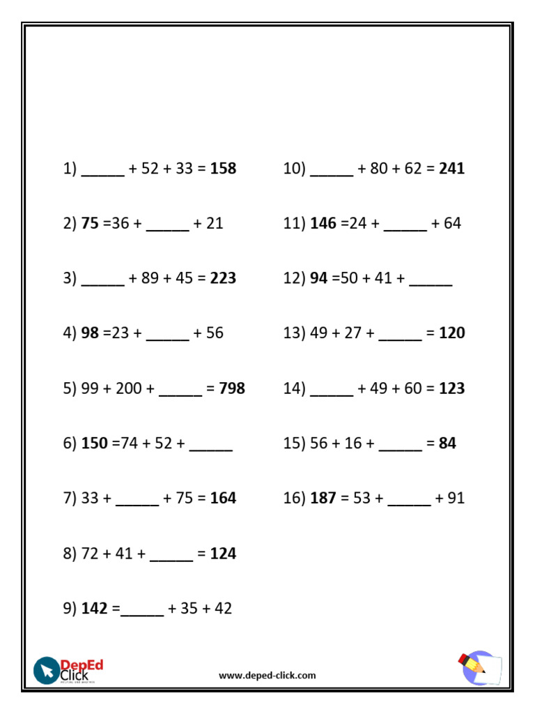 Grade 5 Addition Activities | PDF