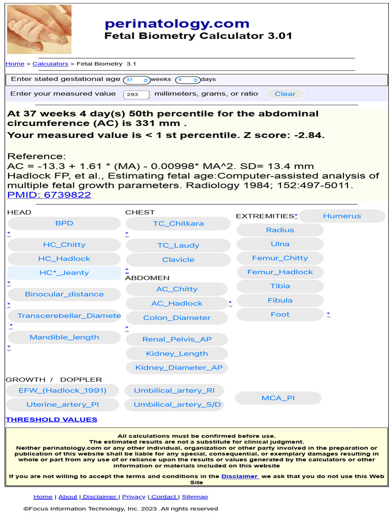 Fetal Biometry Calculator 3.1 | PDF | Human Reproduction | Medical ...