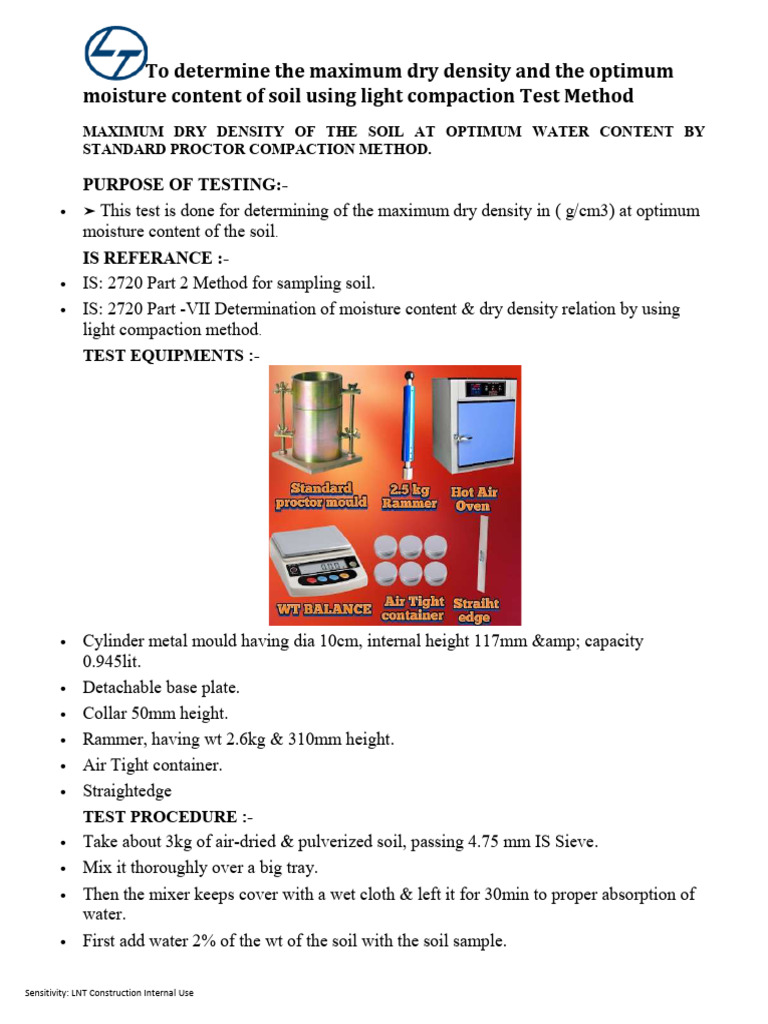 Light Compaction Test Method SOIL | PDF | Horticulture | Earth Sciences