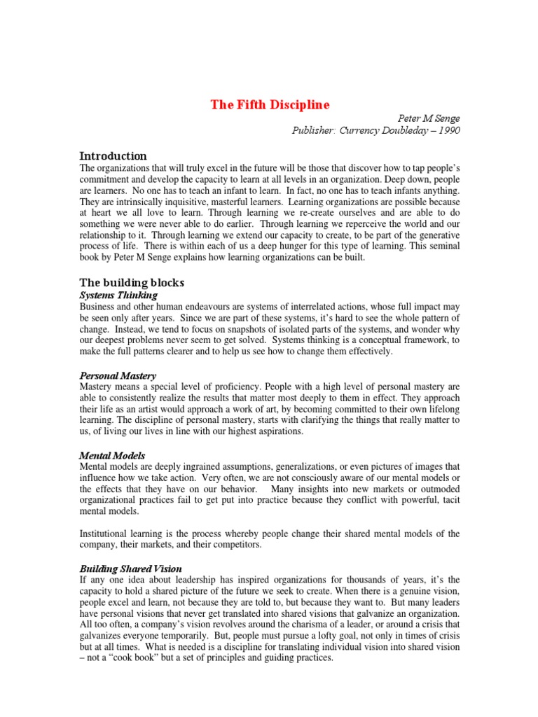 The Fifth Discipline | PDF | Leadership | Strategic Management