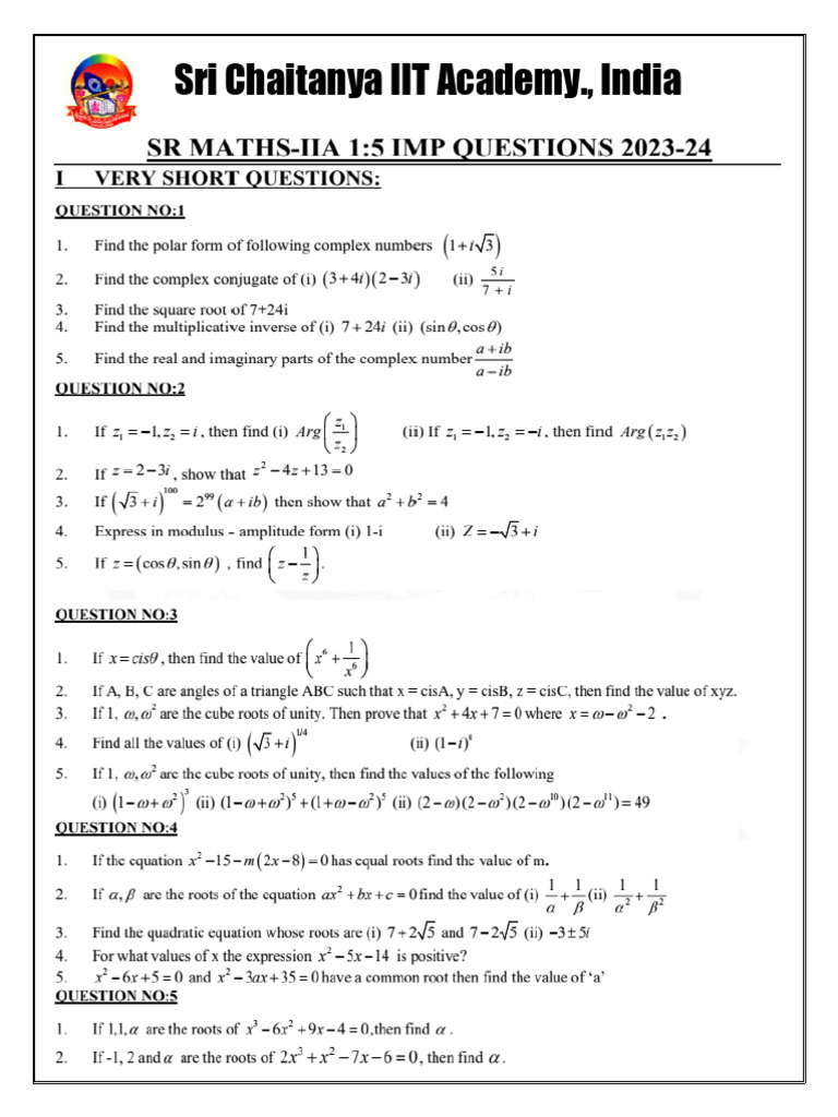 Ts - SR Maths Iia - Imp Questions | PDF | Probability Distribution | Probability
