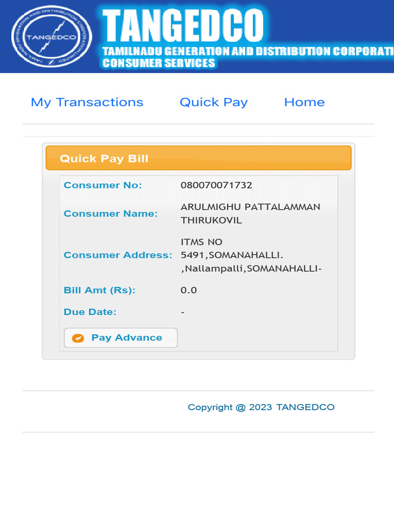 TANGEDCO Online Payment 2 | PDF
