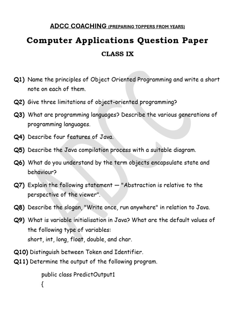 Computerquestionpaper Ix | PDF | Object (Computer Science) | Systems ...