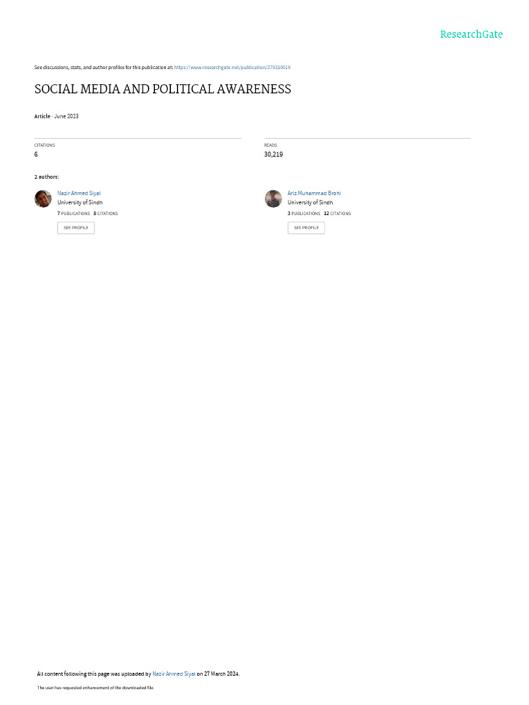 Social Media's Impact on Political Awareness | PDF | Social Media ...