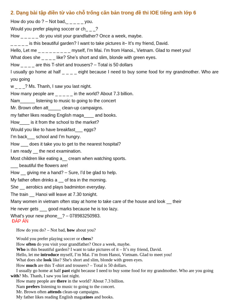 IOE English Exercises for Grade 6 | PDF