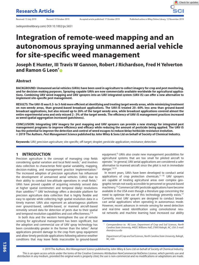 Pest Management Science - 2019 - Hunter - Integration of Remote Weed ...