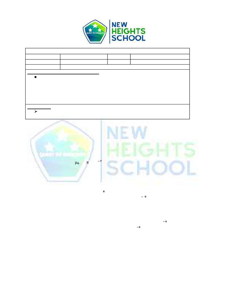 Worksheet XII Ch. Moving Charge and Magnetism | PDF